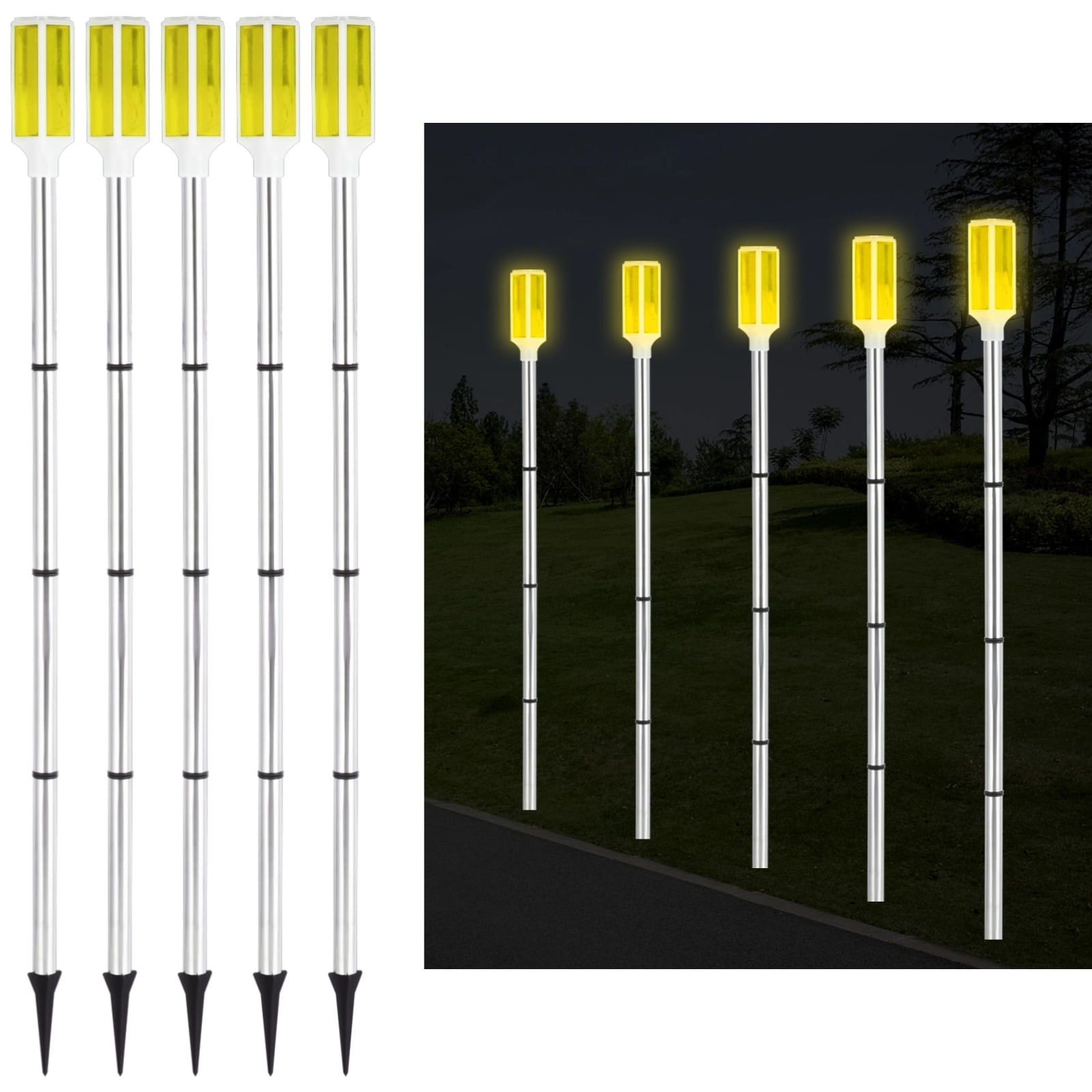 5 PCS Solar Powered Driveway Markers, Solar Warming Landscape Lights ...