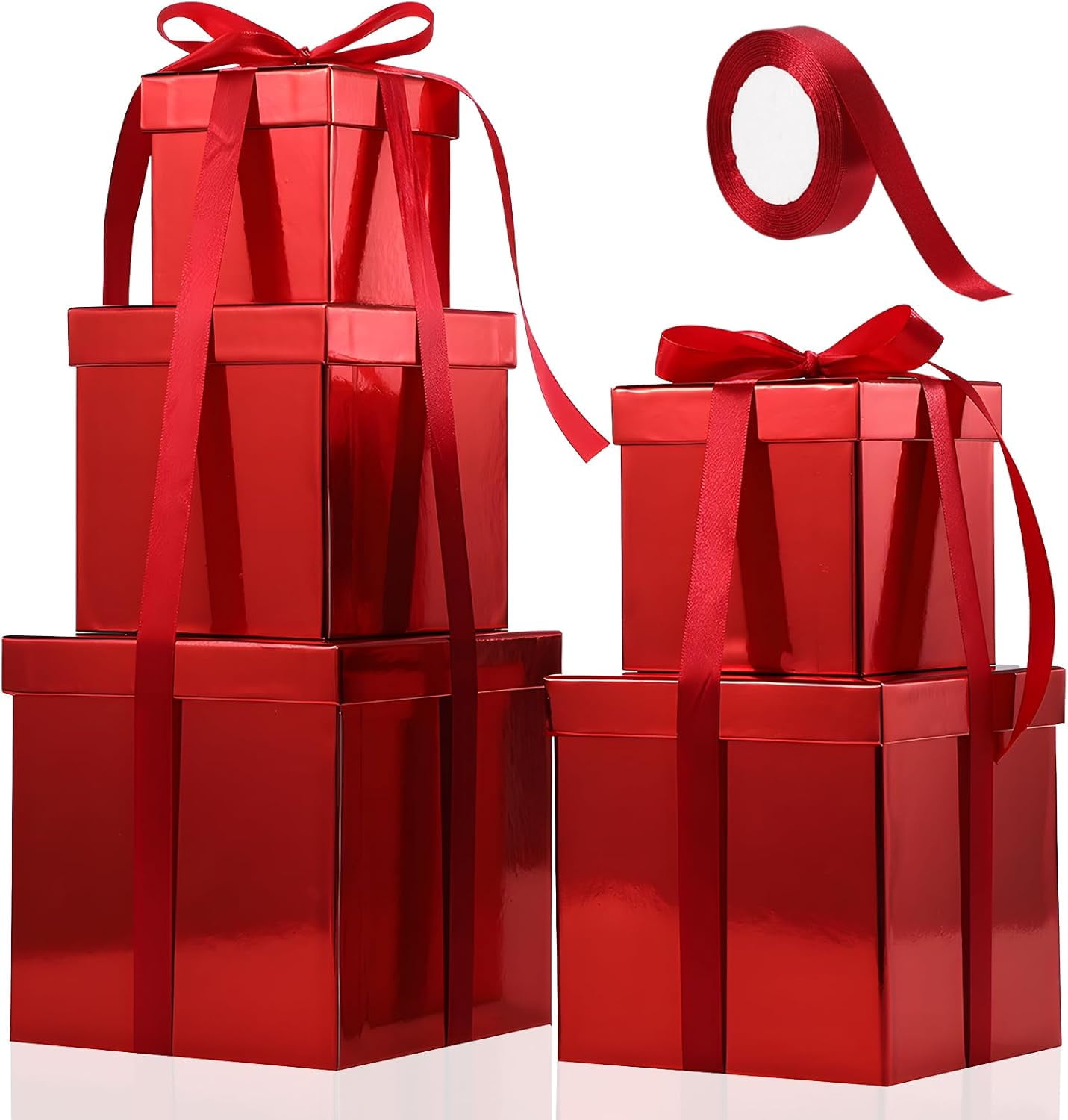 5 Pcs Square Nesting Boxes Decorative Gift with Lid and Ribbon Assorted ...