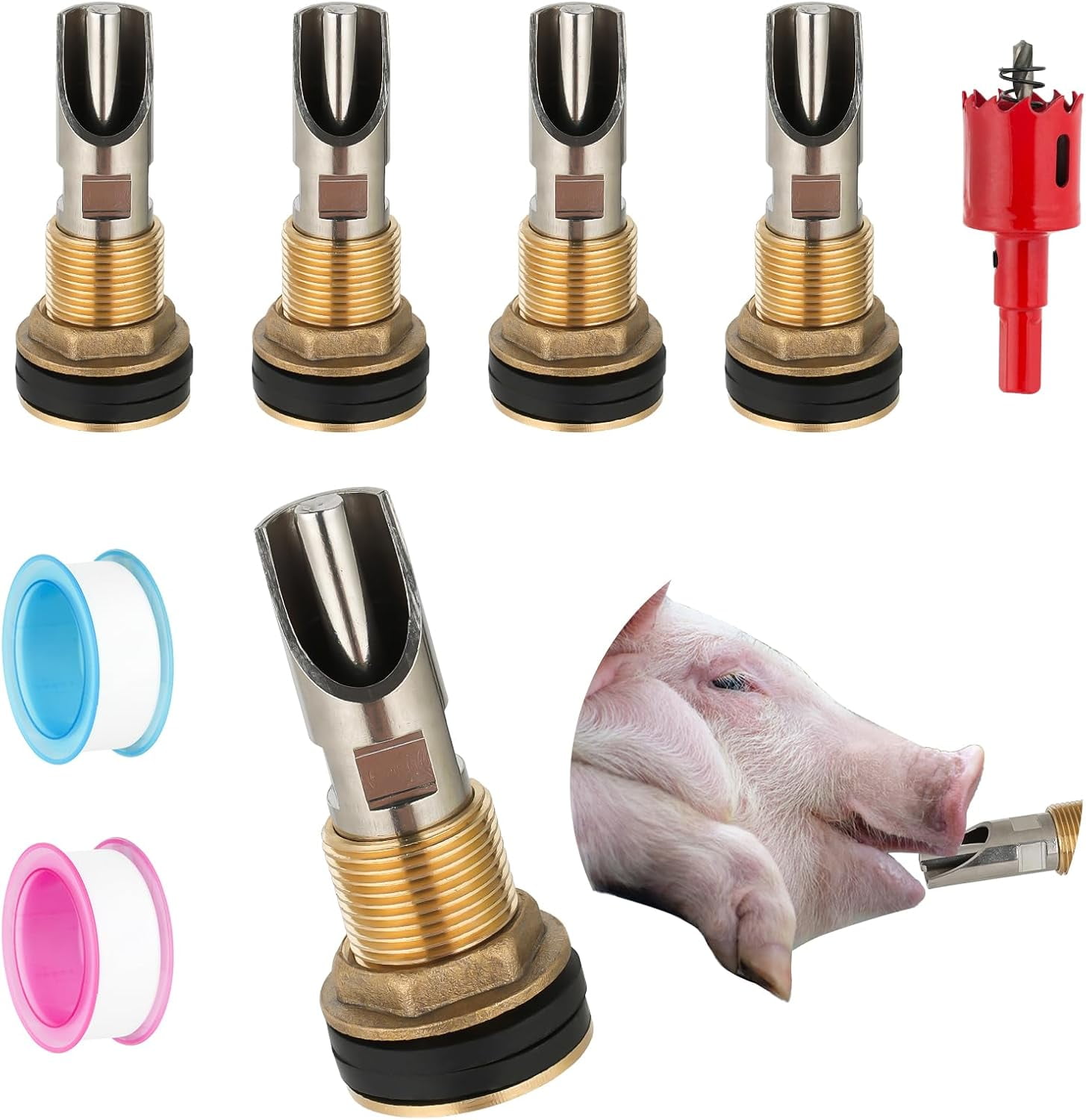 5 Pcs Stainless Steel Automatic Pig Nipple Waterer Auto Hog Water ...