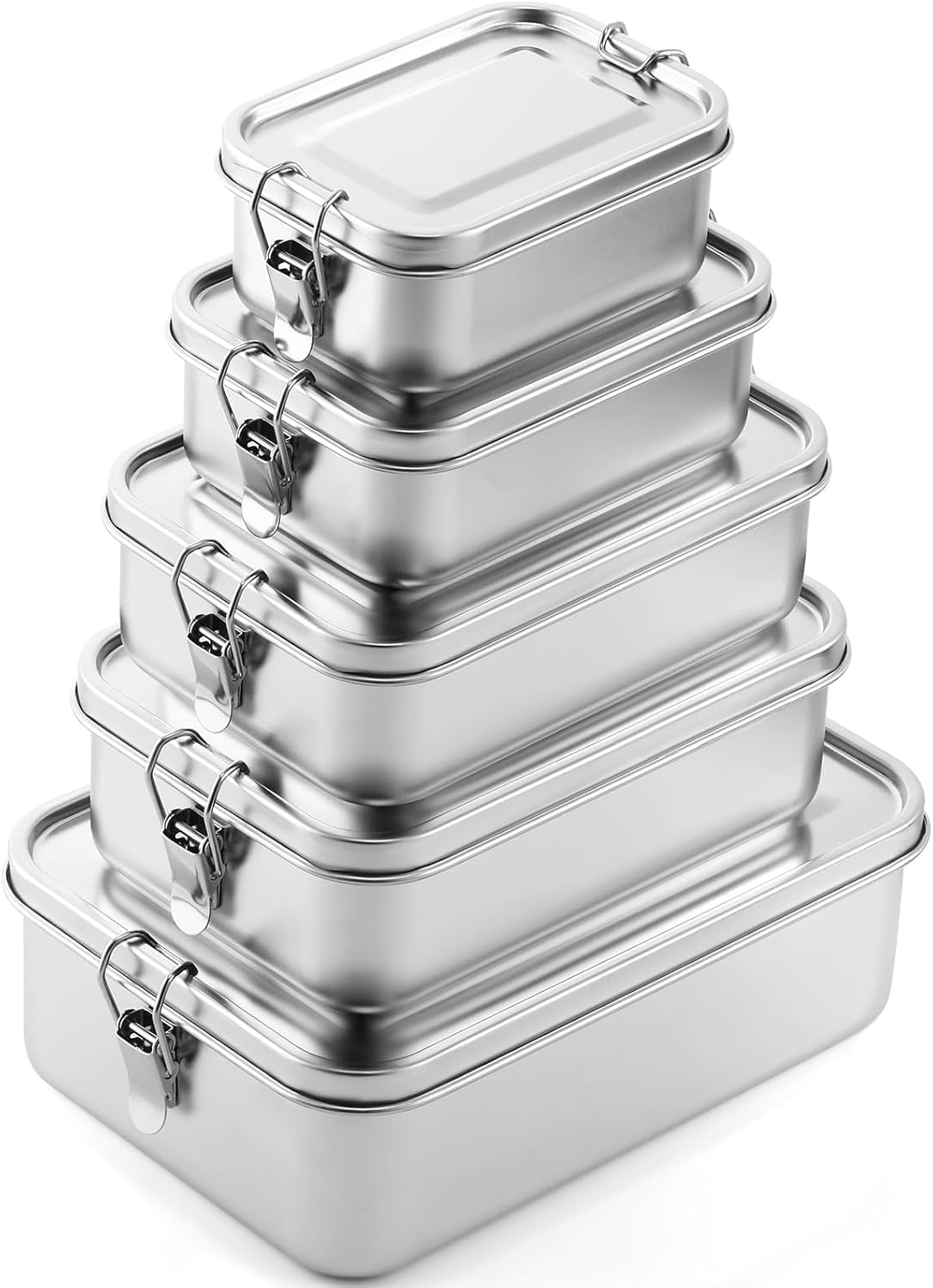 5 Pcs Stainless Steel Bento Box Metal Lunch Box Food Storage Containers Metal Lunch Container ...