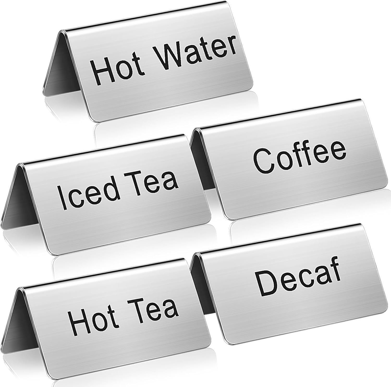 5 Pcs Stainless Steel Table Tent Sign Coffee Signs Tea Beverage Table ...