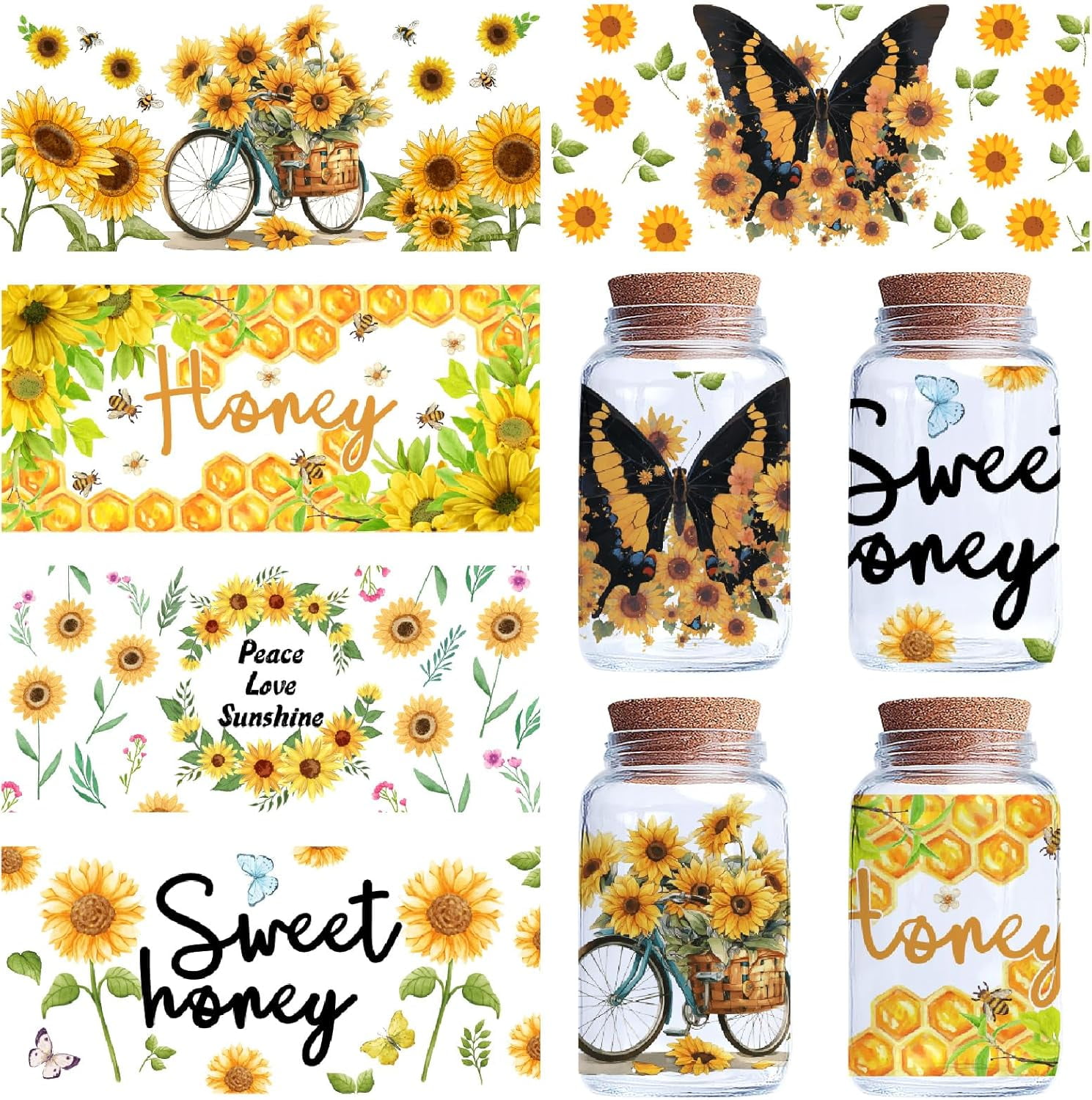 5 Pcs Sunflower Cup Transfer Stickers PVC Cup Wrap Transfer Cup Wrap ...