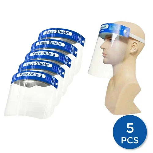 5 Pcs Superior Protection Full Face Shield Mask: Reusable, Washable ...
