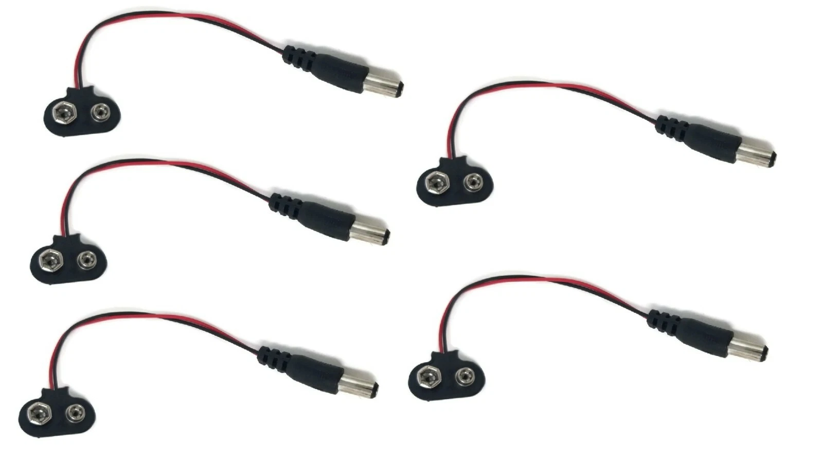 5 Pcs T Type 9V Dc Battery Power Cable Barrel Jack Connector For ...