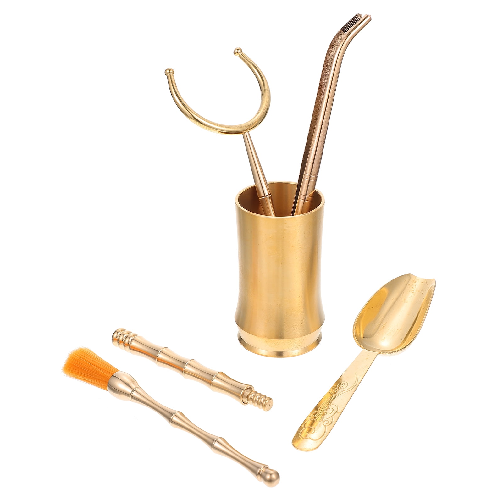 FUEENIRVA 5Pcs Premium Tea Preparing Tools Golden Tea Cup Cylinder Set ...