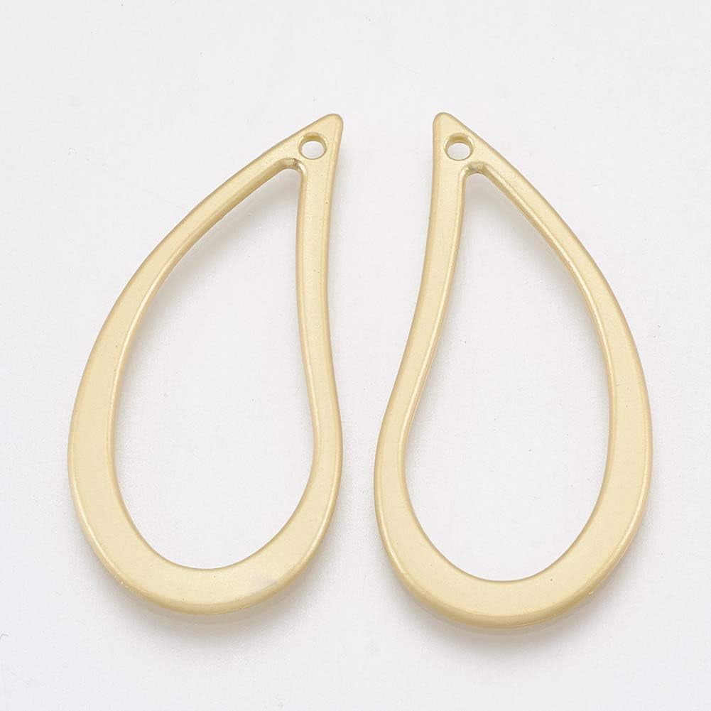5 Pcs Teardrop Open Back Bezel Pendants Smooth Surface Alloy Open Back ...