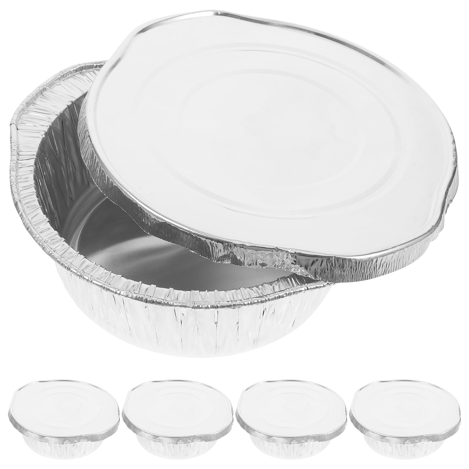 5 Pcs Tin Plates Flan Containers with Lids Tins Cylindrical Wine ...