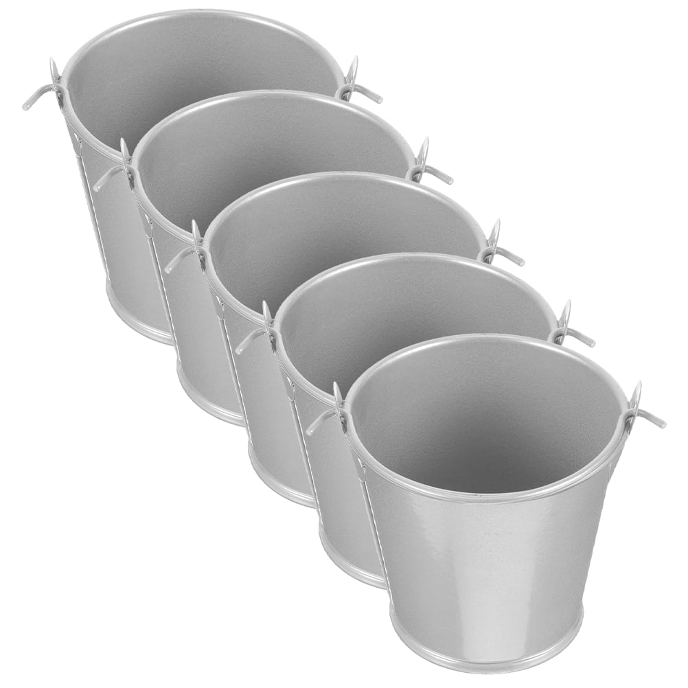 Raindrops Small Metal Flower Pails Silver, Retro Design for Storage ...