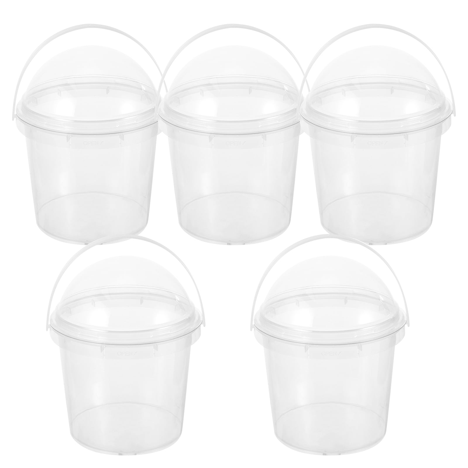 5 Pcs Transparent Bucket Plastic Cups with Dome Lid Freezer Storage ...