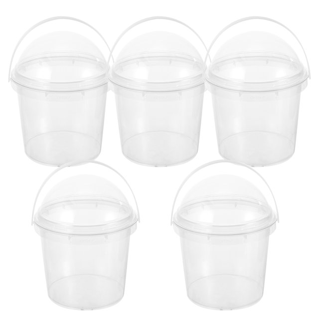 5 Pcs Transparent Bucket Plastic Cups with Dome Lid Freezer Storage ...