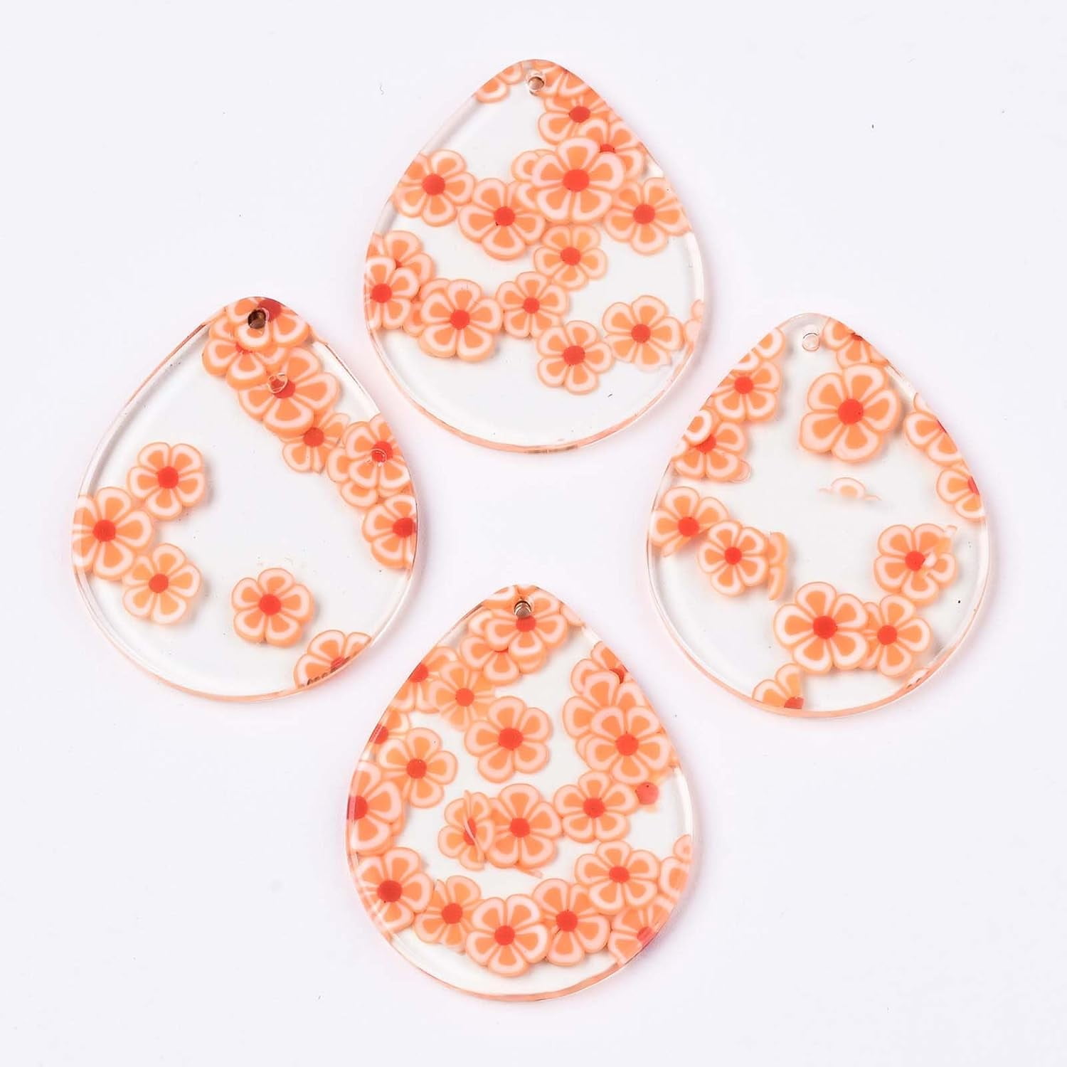 5 Pcs Transparent Clear Cellulose Acetate(Resin) Flower Pendants ...