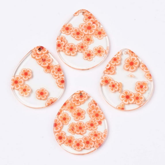5 Pcs Transparent Clear Cellulose Acetate(Resin) Flower Pendants ...