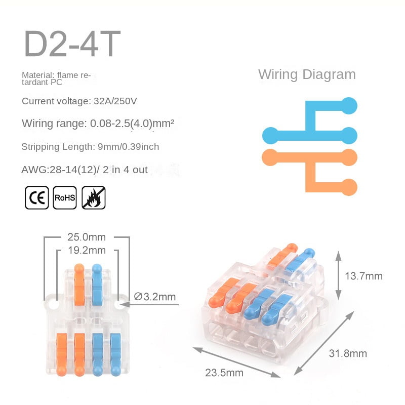 5 Pcs Universal Compact Wire Connector Splitter Quick Cable Glands for ...