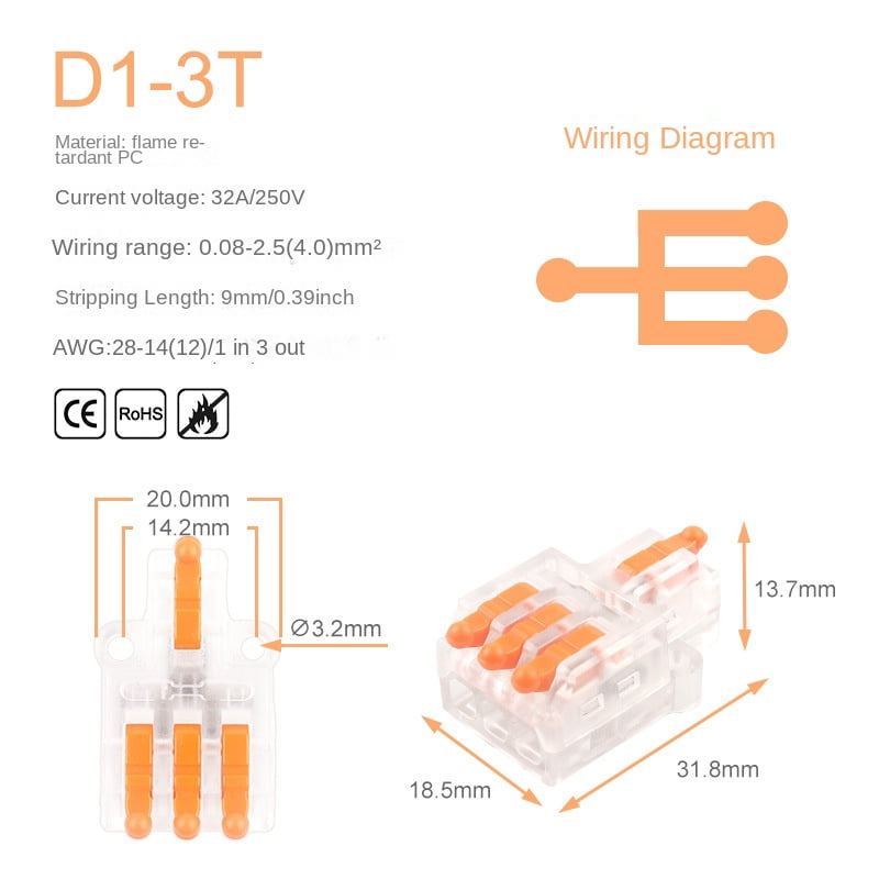 5 Pcs Universal Compact Wire Connector Splitter Quick Cable Glands for ...