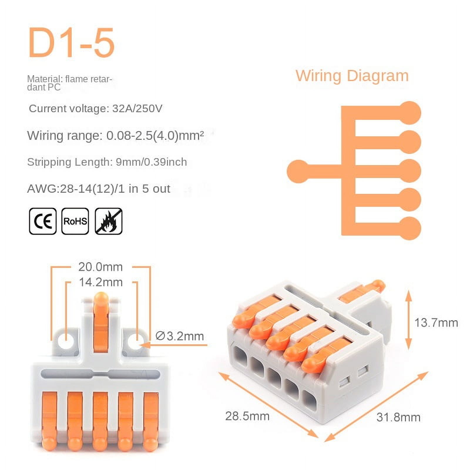 5 Pcs Universal Compact Wire Connector Splitter Quick Cable Glands for ...