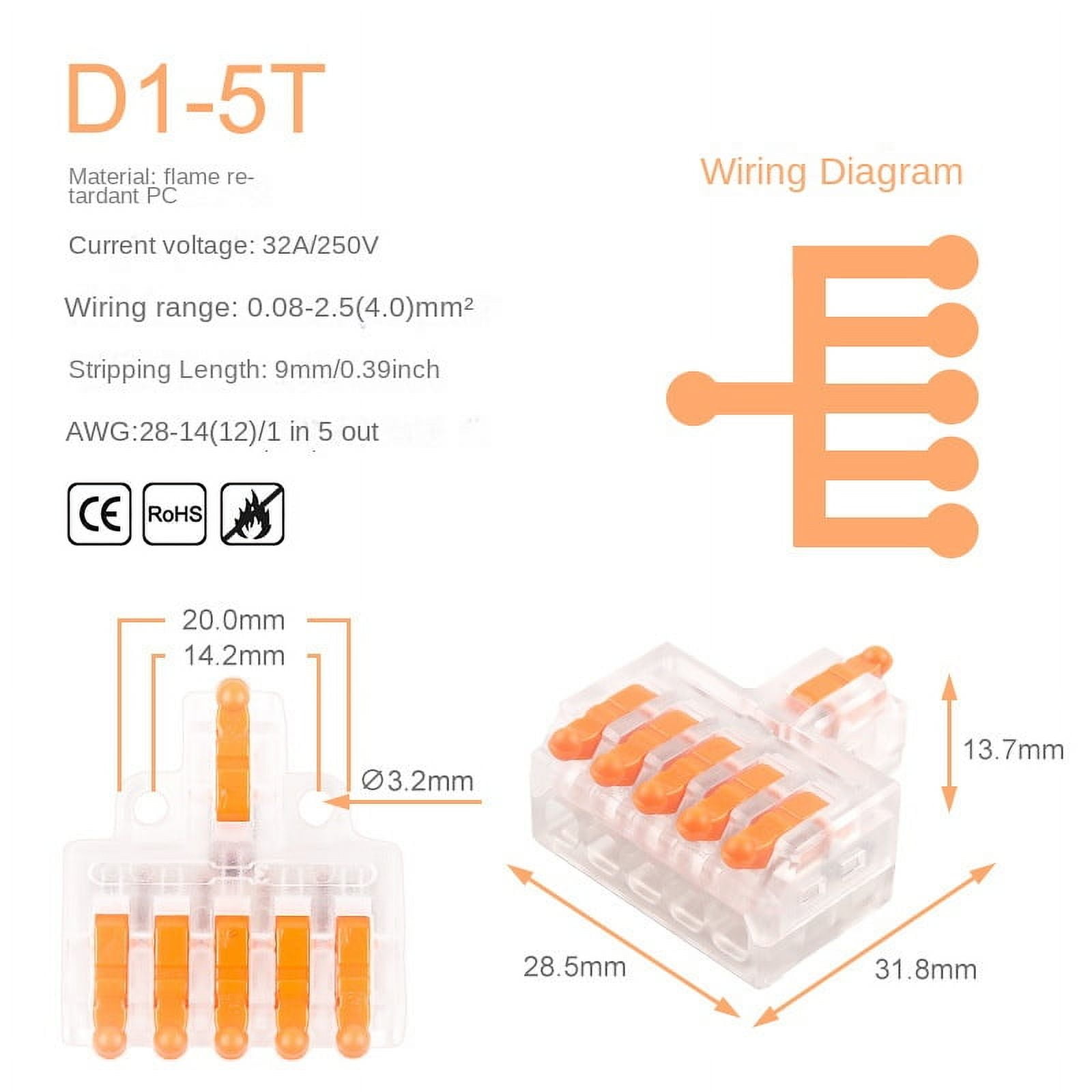 5 Pcs Universal Compact Wire Connector Splitter Quick Cable Glands for ...
