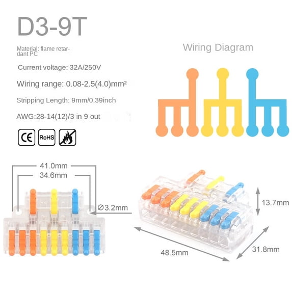 Universal Compact Splitter Quick Cable Glands Wire Connector 5 Piece ...