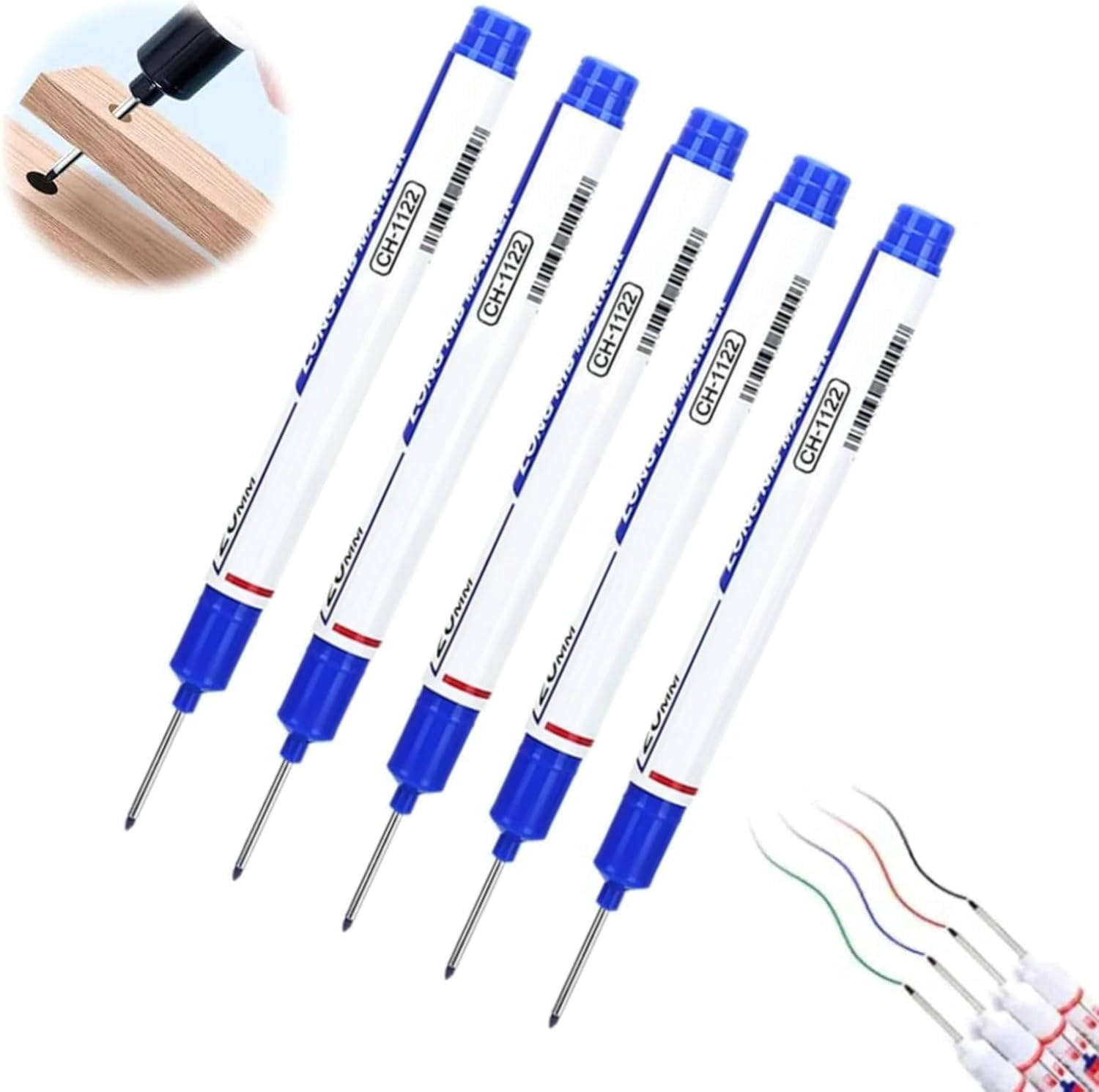5 Pcs Upgrade Long Head Deep Hole Marker Pens - 20mm Deep Reach Markers ...