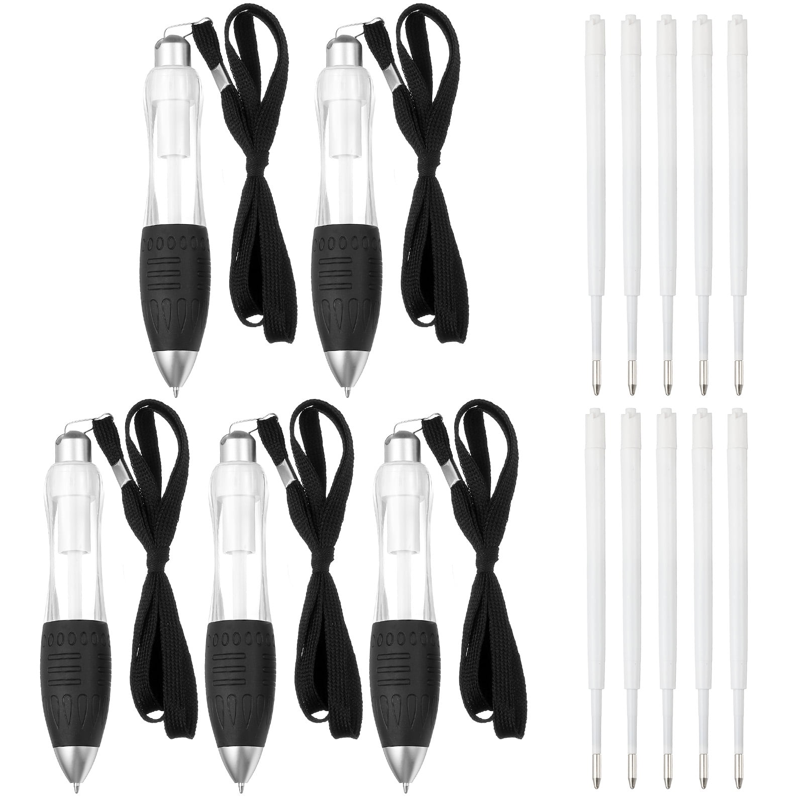 5 Pcs Uxcell Big Fat Pens, Clear Heavy Weighted Ballpoint Pen ...