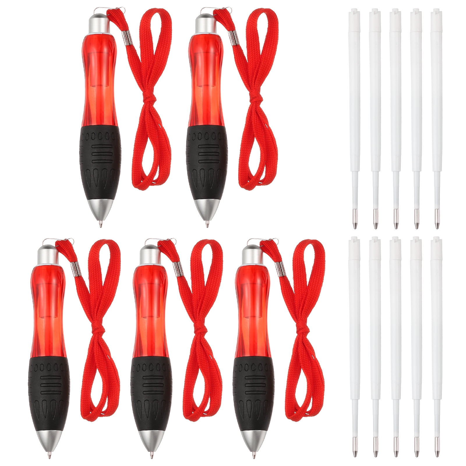 5 Pcs Uxcell Big Fat Pens, Red Heavy Weighted Ballpoint Pen Retractable ...