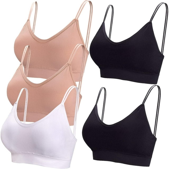 5 Pcs V Neck Tube Top Bra Padded Camisole Bra for Women Seamless ...