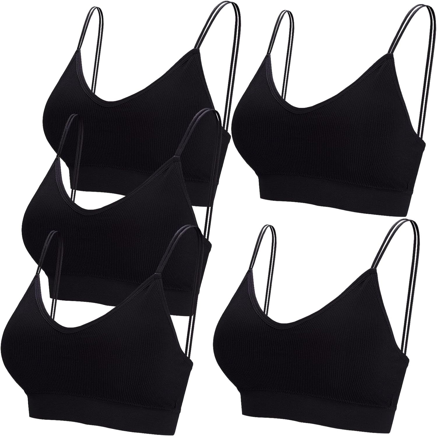 5 Pcs V Neck Tube Top Bra Padded Camisole Bra for Women Seamless ...