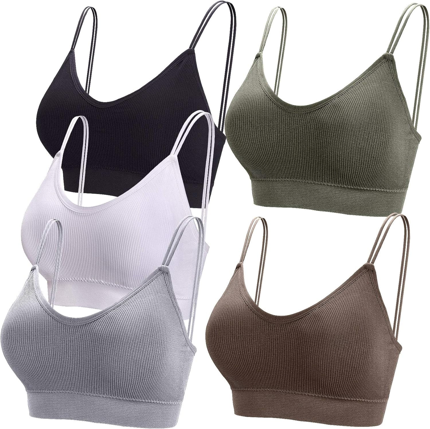 5 Pcs V Neck Tube Top Bra Padded Camisole Bra for Women Seamless ...