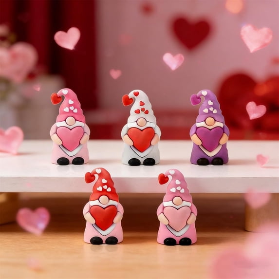5 Pcs Valentine's Day Mini Gnomes Figurines, Dwarf Ornaments, Miniature ...