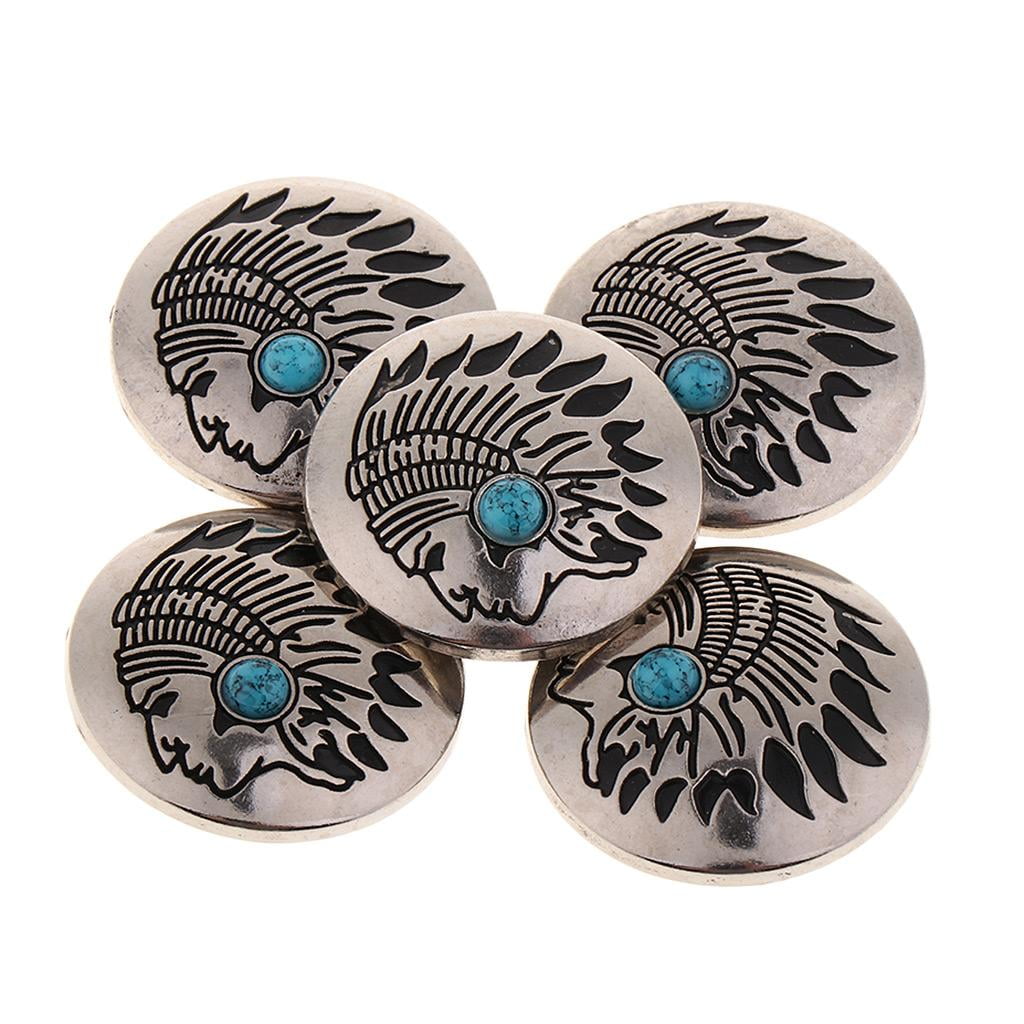 5 Pcs Vintage Western Buttons Turquoise Concha Studs For Screwing 30mm ...