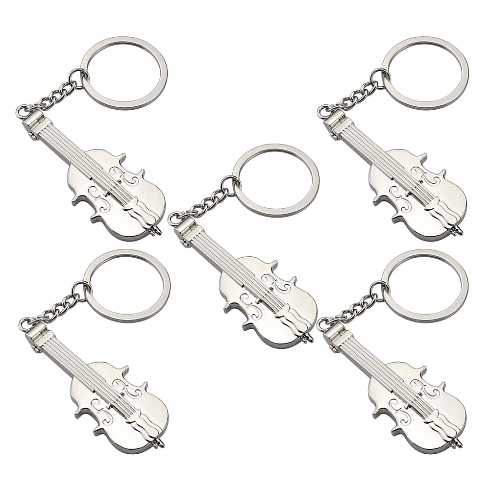 DEMACRIO Music Themed Keychain Pendant Silver 5Pcs 4.9X1.3X0.2In ...