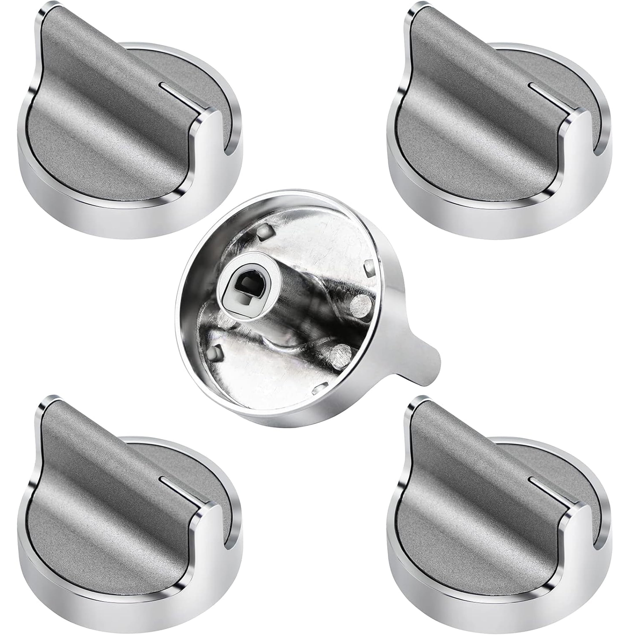 5 Pcs W10594481 Stainless Steel Cooker Stove Control Knob for Whirlpool Gas Cooktop Range/Oven ...