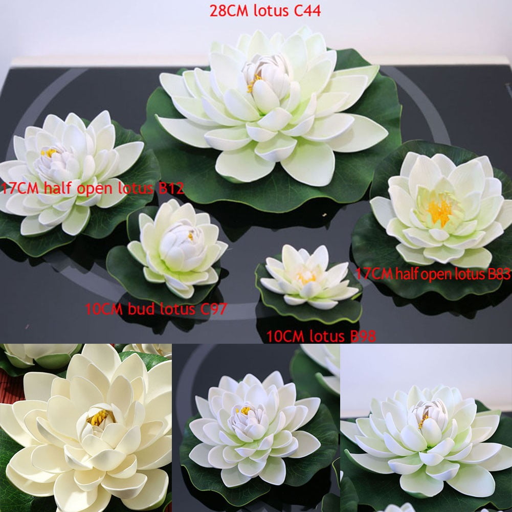 5 Pcs Water Floating Lotus Flowers Artificial Floating Pond Lilly Pads ...