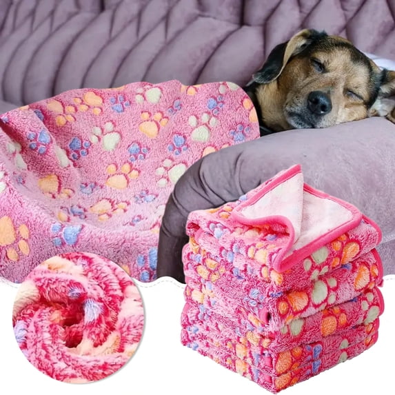 5 Pcs Waterproof Dog Blankets Washable Puppy Paw Print Fleece Blanket ...