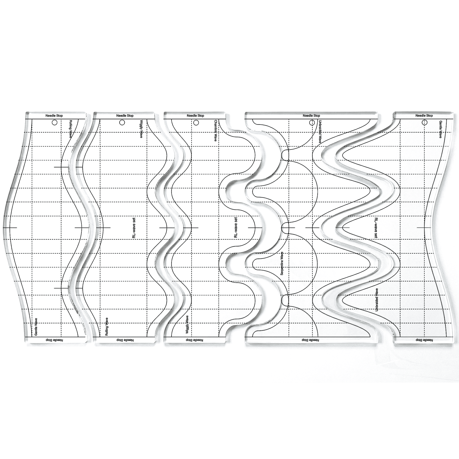 5 Pcs Wave Quilting Ruler Set, Acrylic Quilting Templates with 6 ...