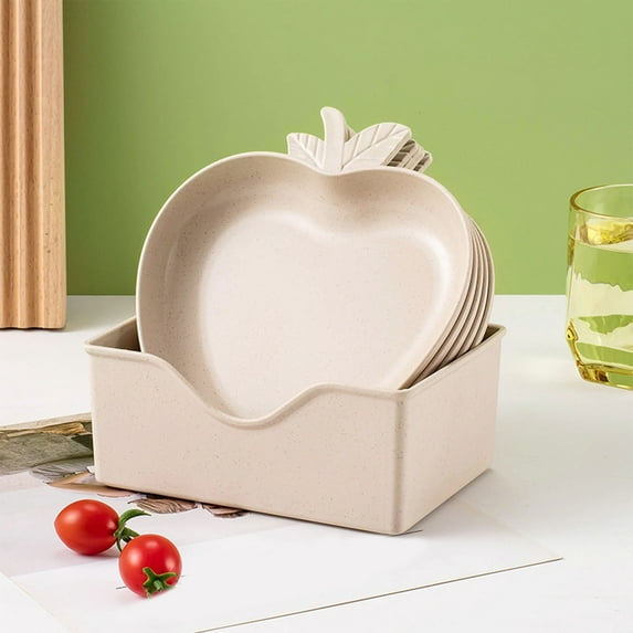 5 Pcs Wheat Straw Plates, 6-inch Square Lightweight Unbreakable Dinner ...