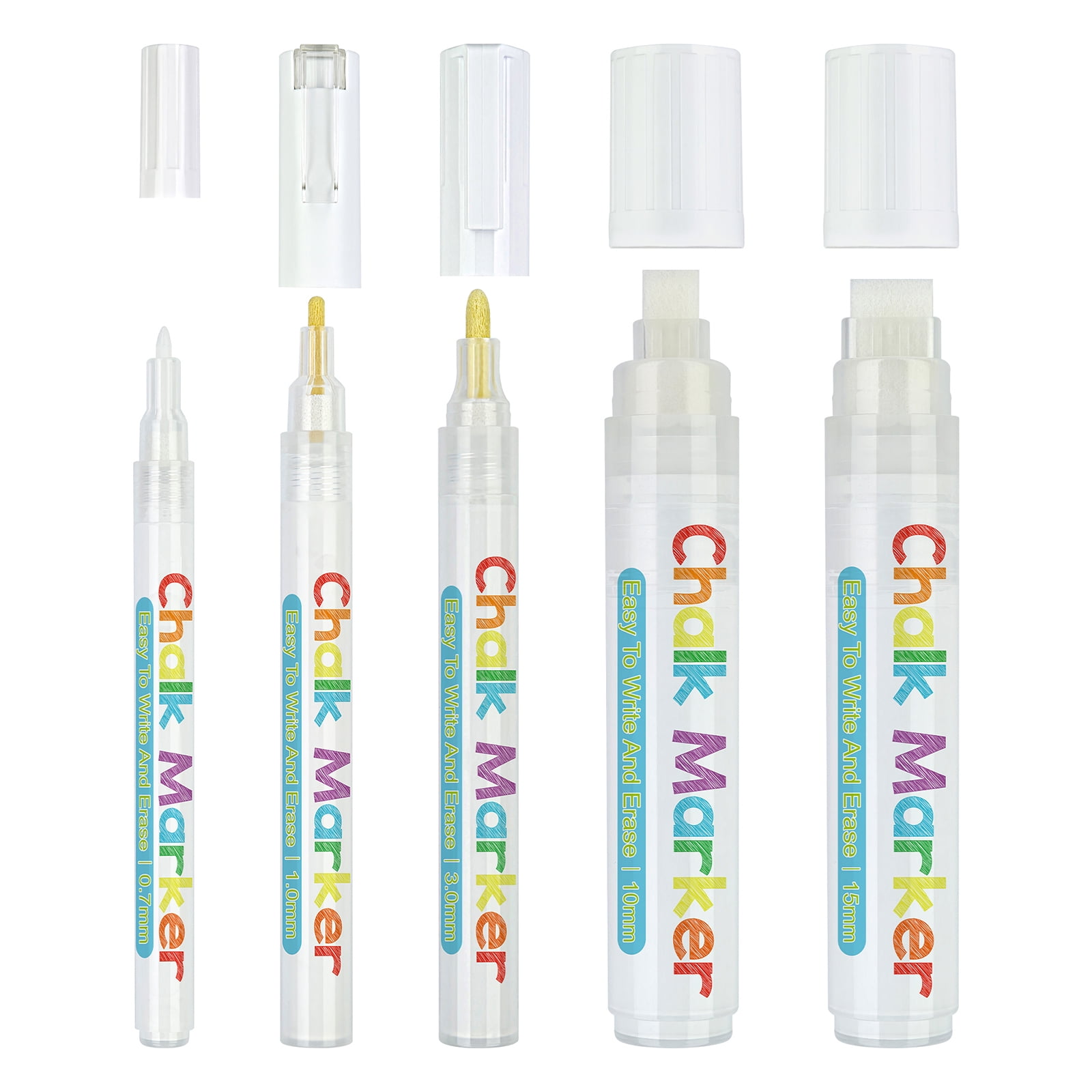 5 Pcs White Chalk Markers Liquid Chalkboard Markers Works on ...