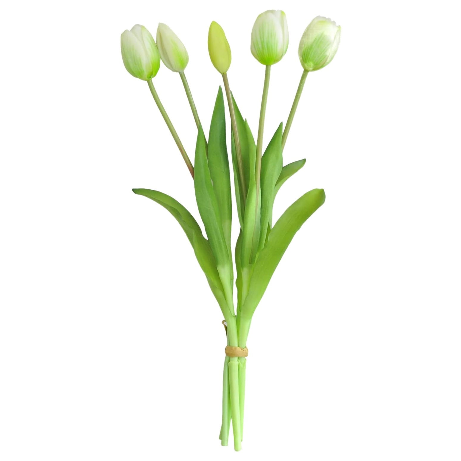5 Pcs White Flowers Artificial Tulip Stems Real Feel PVC Tulips for ...