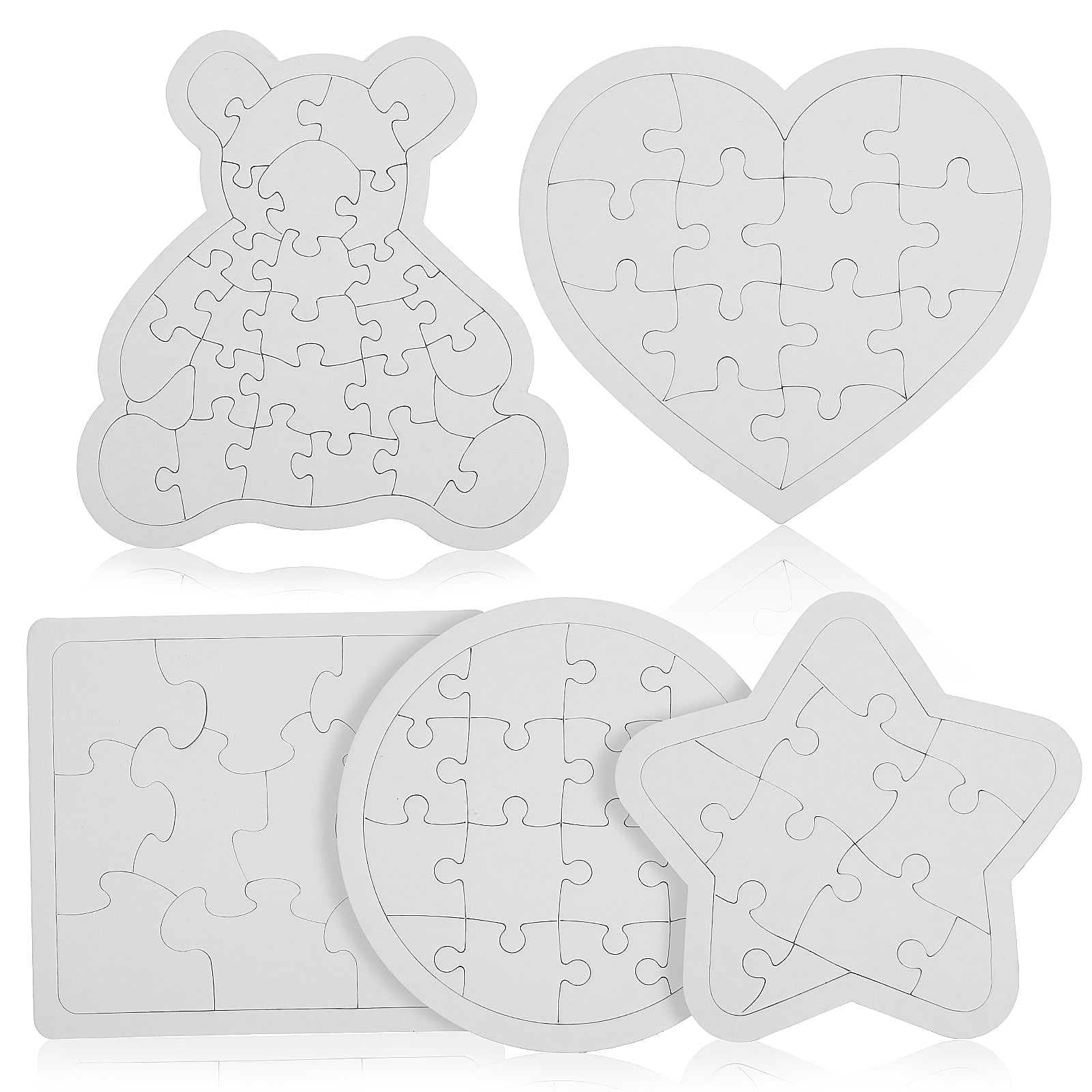 5 Pcs White Paper Puzzles Blank Pencils Colored for Painting Bear ...