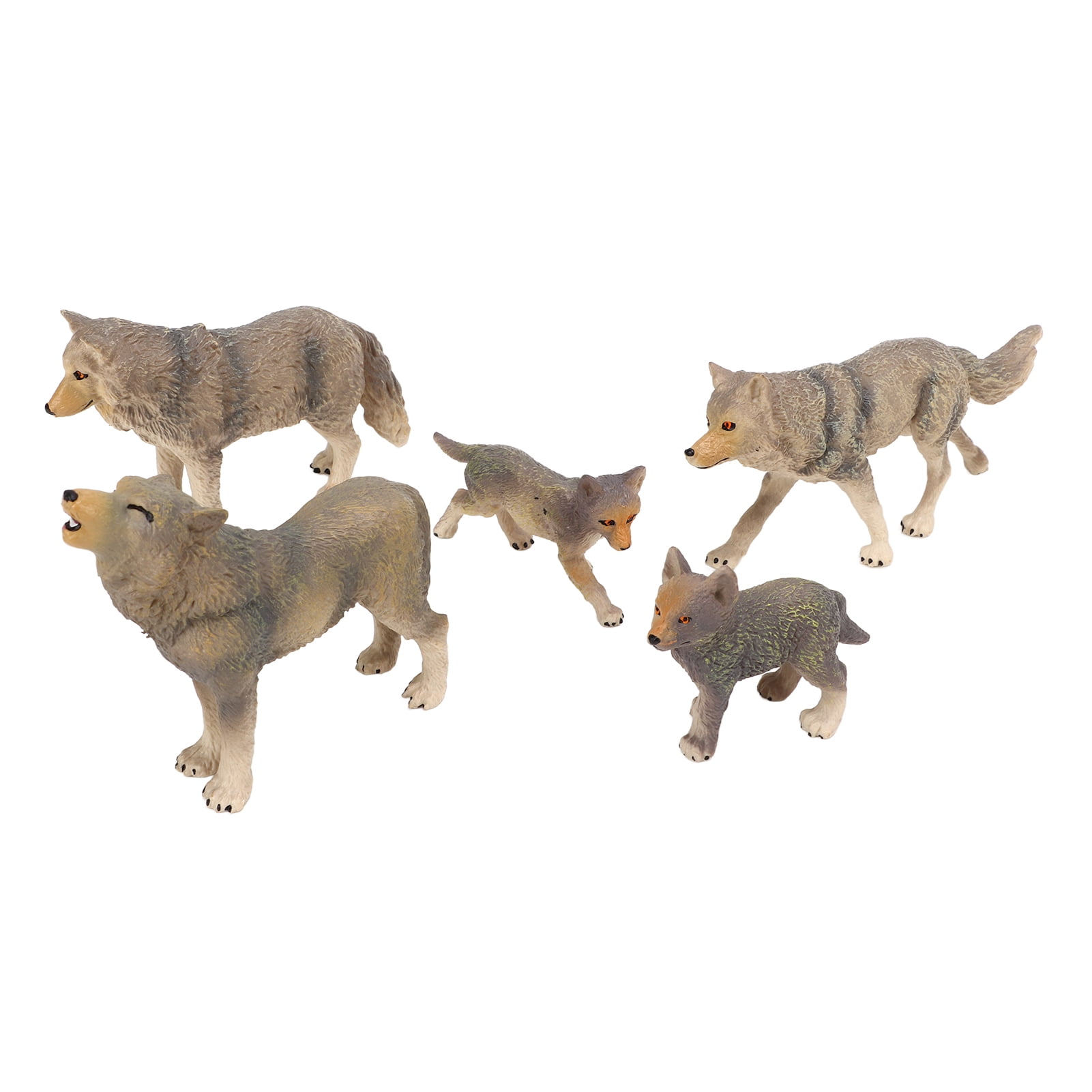 5 Pcs Wolf Figurine Toys Lifelike Plastic Wild Animal Wolf Figures Toys ...