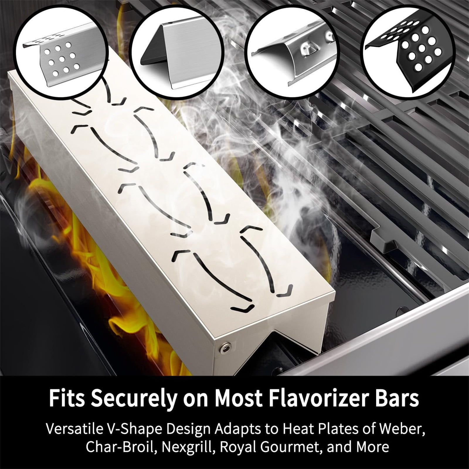 5 Pcs Wood Chip Smoker Box for Gas Grill - Durable Stainless Steel ...