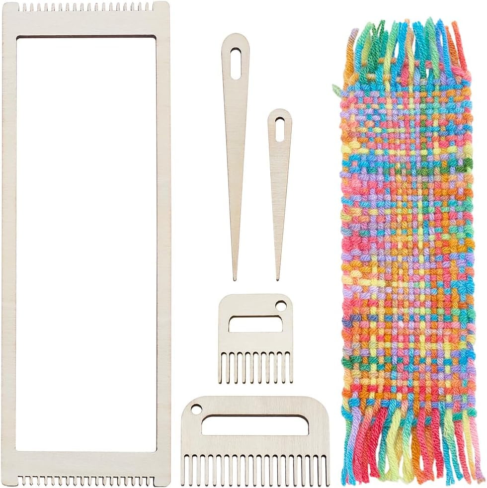 5 Pcs Wood Weaving Loom Kit Rectangle Weaving Loom with Weaving Comb ...