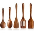 5 Pcs Wooden Spoons for Cooking Kitchen Utensils Set Non Stick Spoon ...