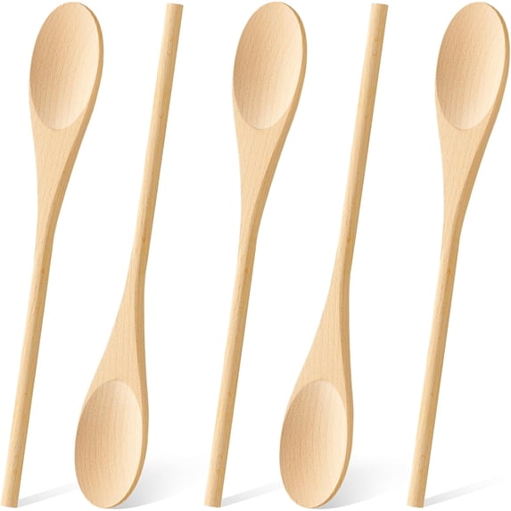 5 Pcs Wooden Spoons for Cooking, 12 Inches Long Handle Spoons for ...