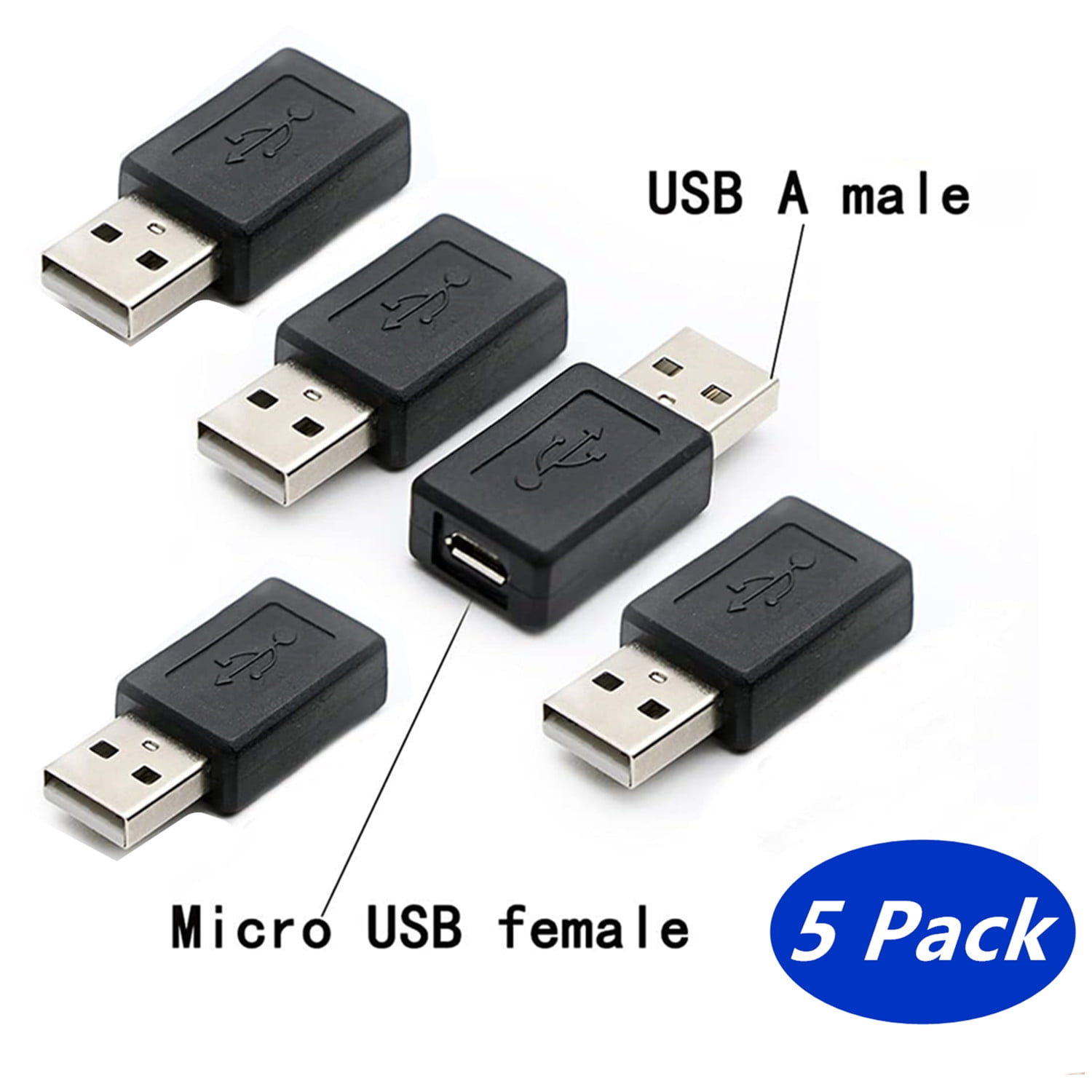 5 Pcs of USB 2.0 A Type Male to 5 Pin Micro USB B Type Female Cable ...