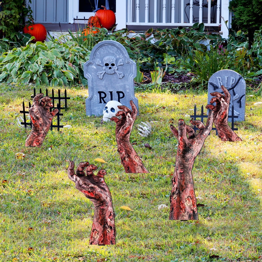 5 Peice Halloween Scary Zombie Hands Yard Sign,Double Sided Halloween ...