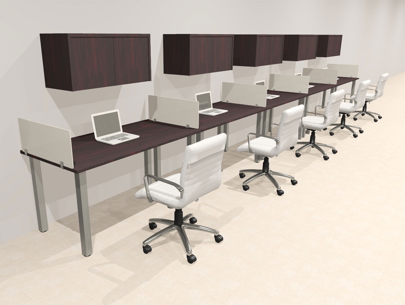 5 Person Modern Metal Leg Office Workstation Desk Set, #OT-SUL-SPM68 ...