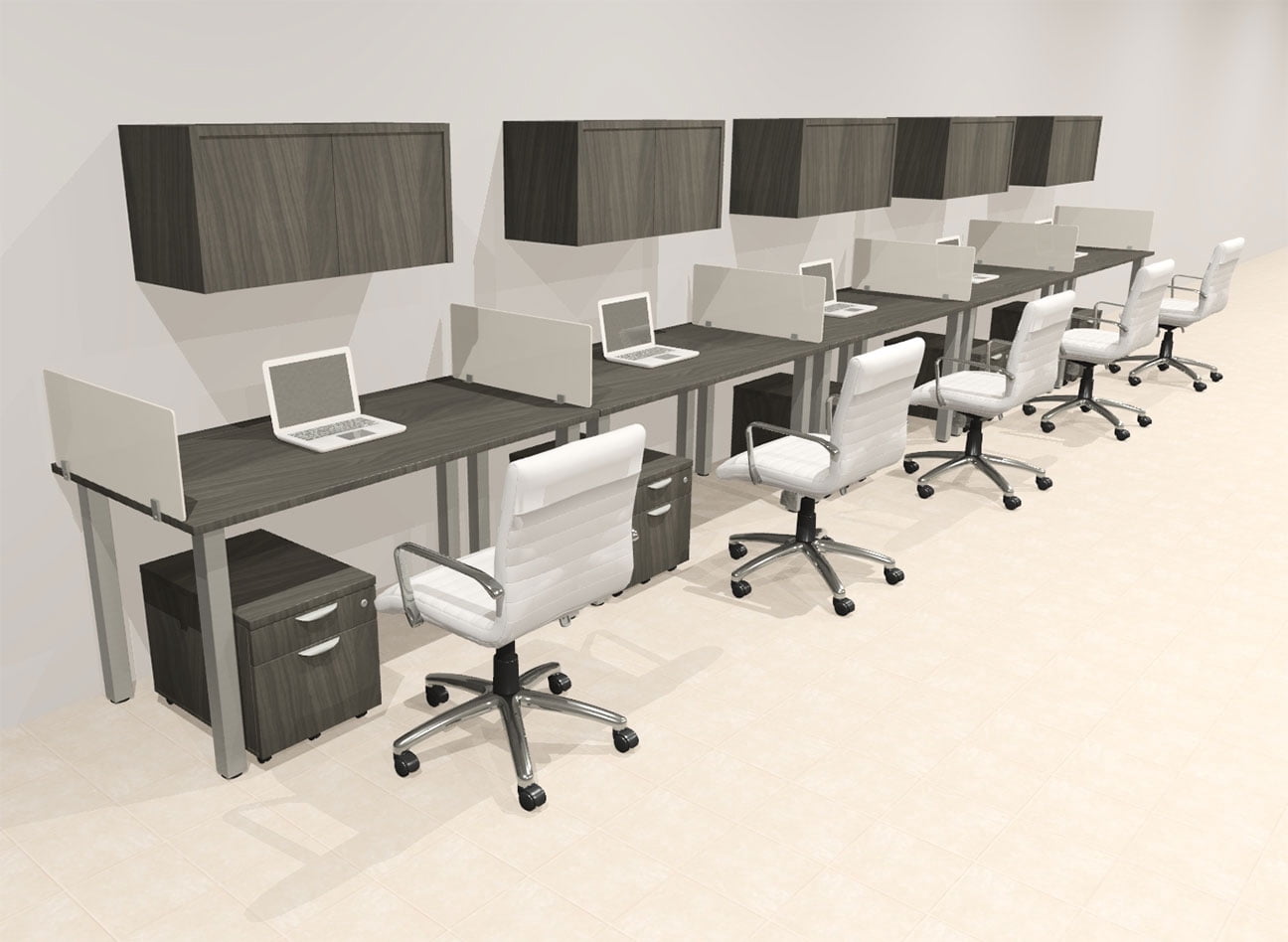 5 Person Modern Metal Leg Office Workstation Desk Set, #OT-SUL-SPM95 ...