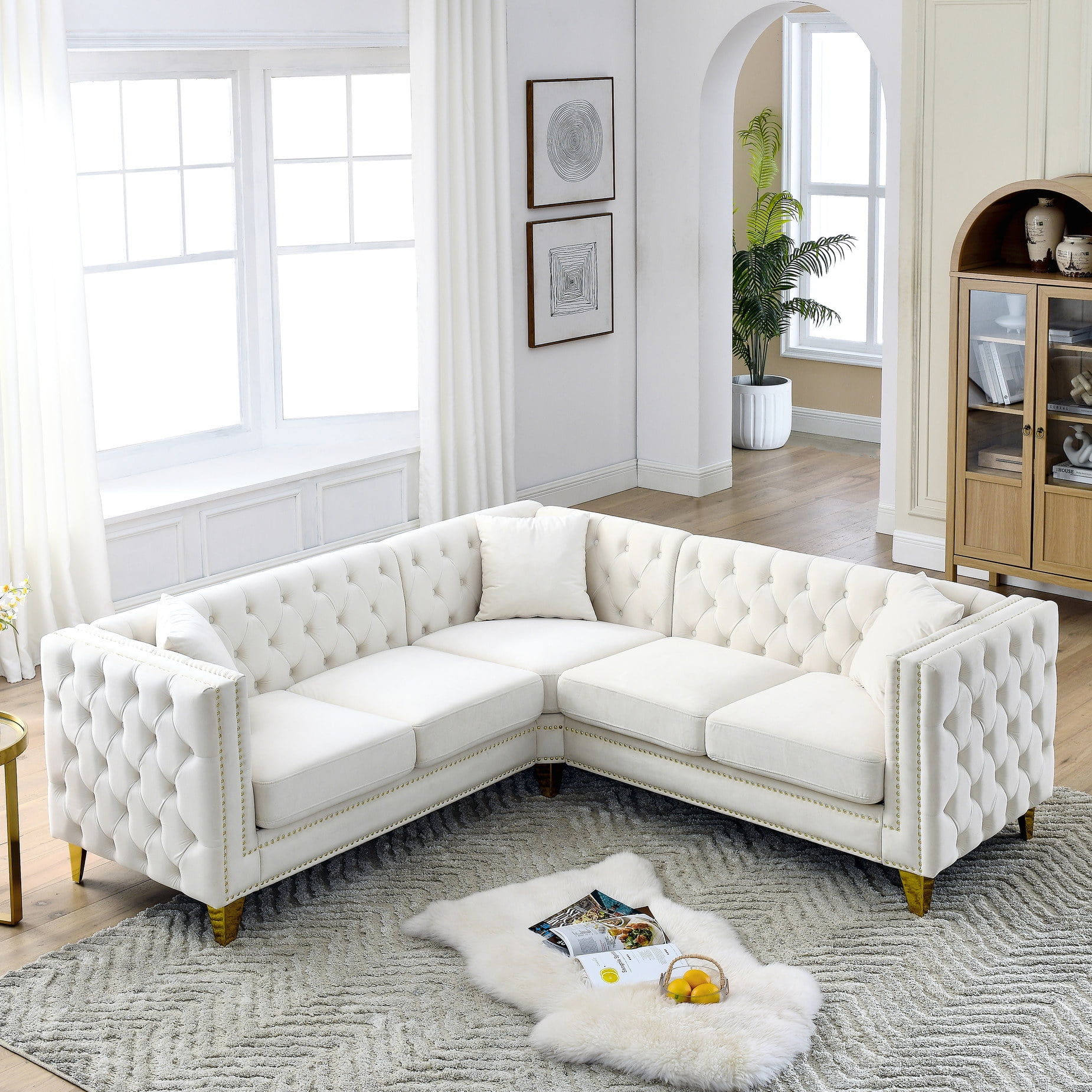 5-Person Sectional Couch+Copper Nail Decoration”-“Family Reunions ...