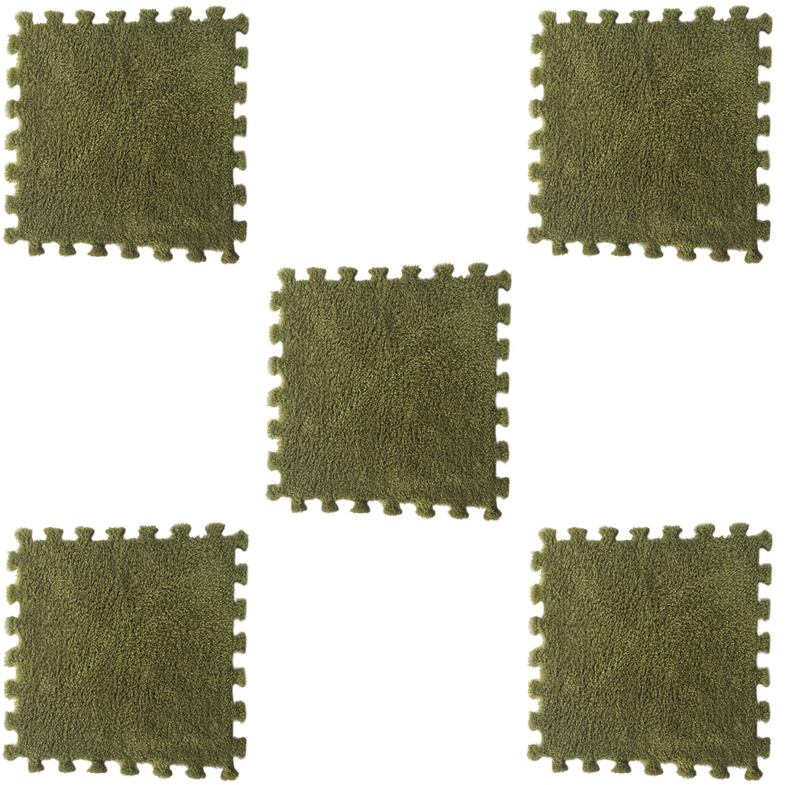 5 Piece 11.81Inch Square Plush Puzzle Foam Floor Mat Thickened ...