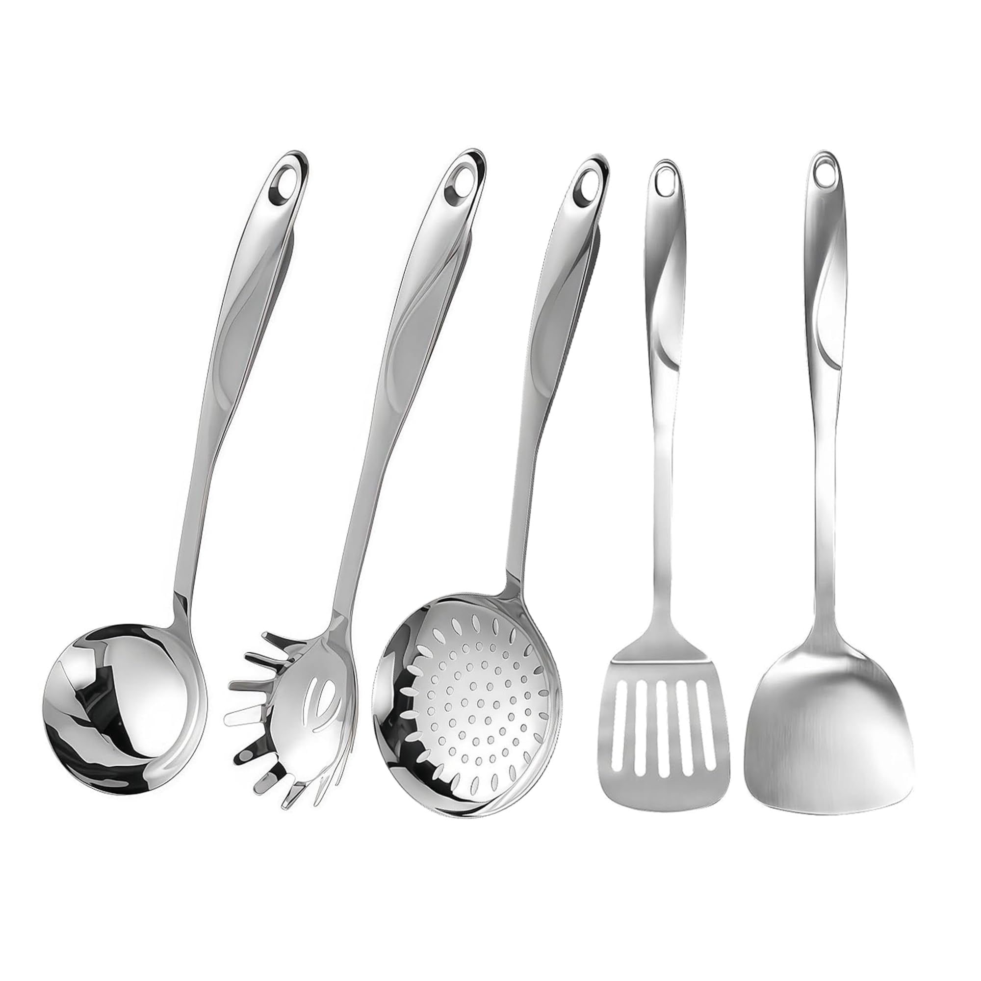 5-Piece 304 Stainless Steel Kitchen Cooking Utensil Set for Frying ...